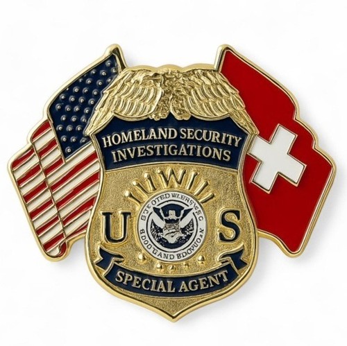 DHS HSI Special Agent Lapel Pin Unisex US & Swiss Flags Collector ...