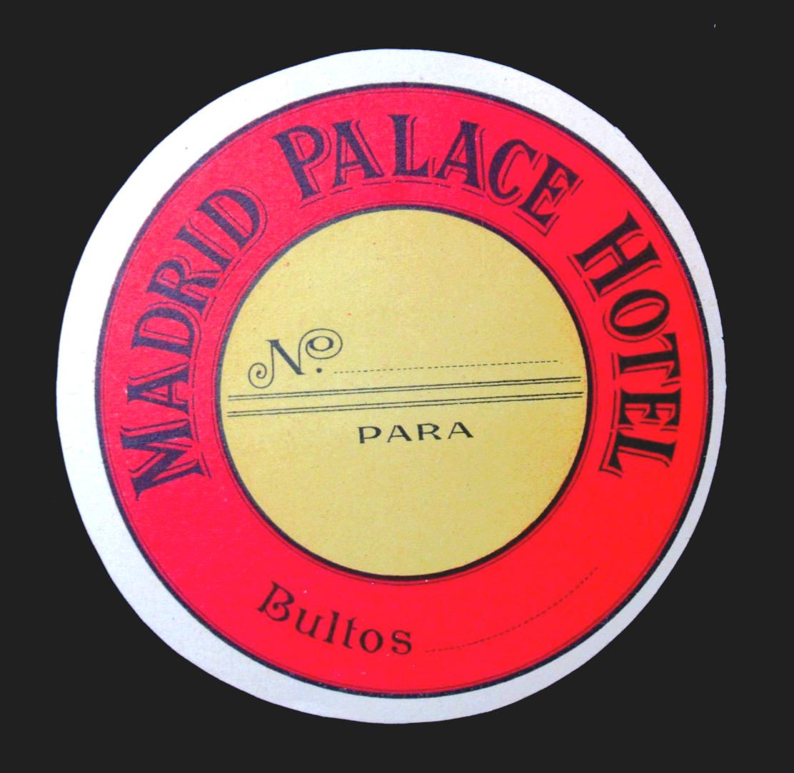 Original Vintage Madrid Palace Hotel Spain Travel Luggage Label Sticker ...