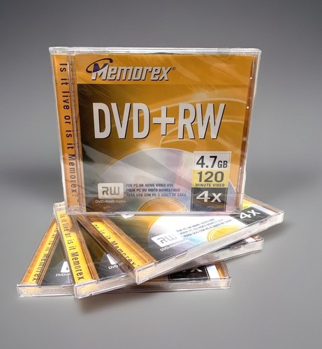 NEW Lot of 4 Memorex DVD+RW ReWritable Single Blank Media Discs 4.7GB ...