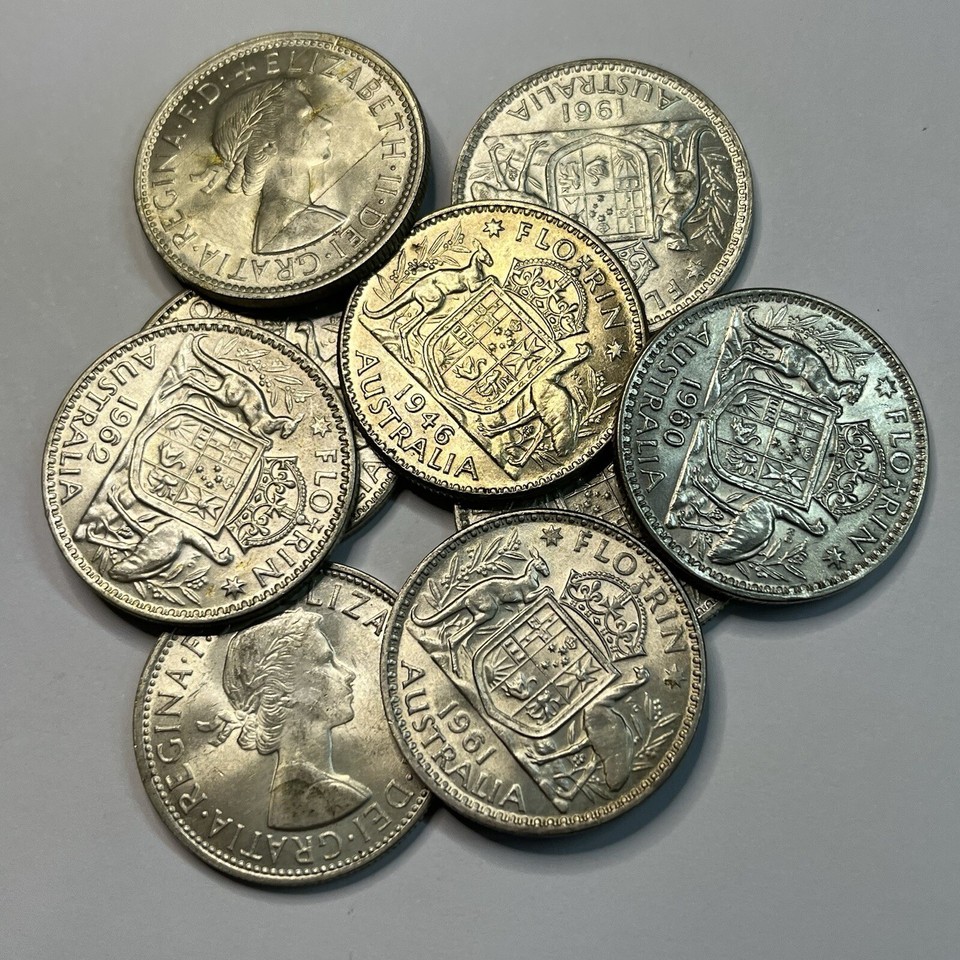 1946 to 1963 Florin Coin - 50% Post Silver Australian Scrap Bullion ...