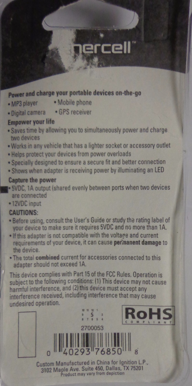 Enercell 5VDC 1A 2 Port USB Car Power Adapter 270-053 -5 40293768508| eBay