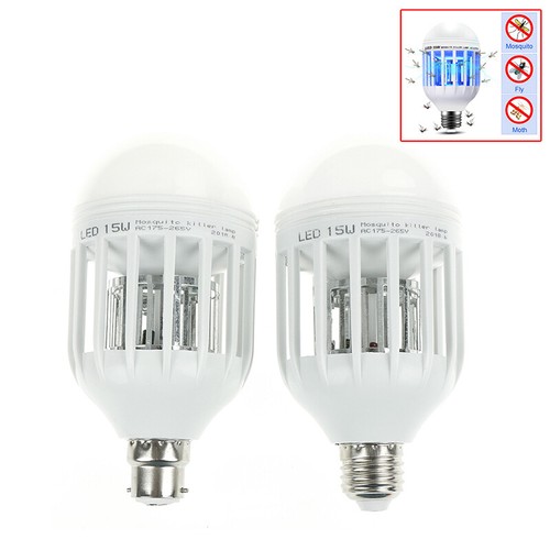 Led Bulb E27/B22 15W Anti-Mosquito Insect Zapper Flying Moths Killer ...