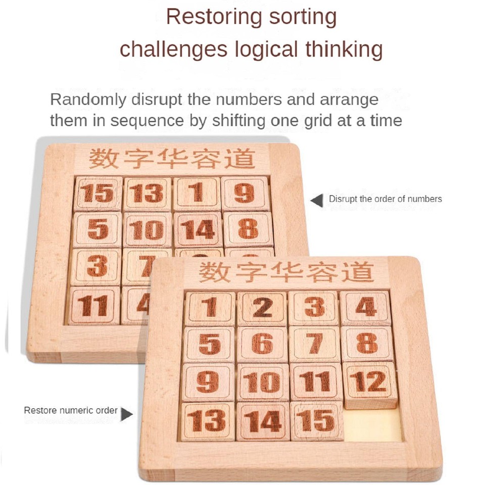 Wooden Toy Slide Puzzle Games Educational Toys Klotski Game Cube Puzzle ...