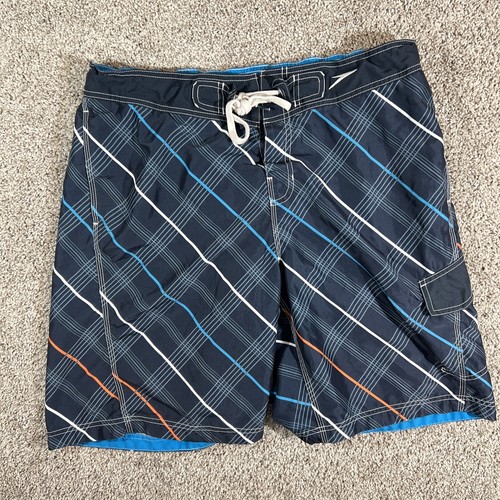 SPEEDO Men's Blue Plaid Swim Beach Surf Board Trunks Shorts Size L | eBay