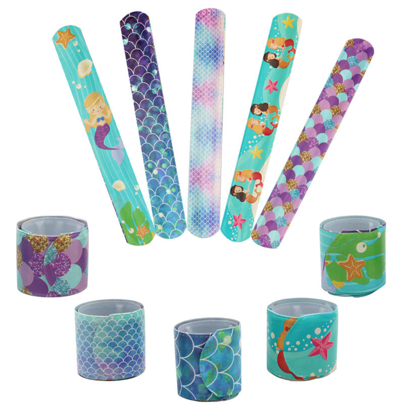 HOT 24X Wrist Snap Slap Bands Mermaid Kids Party Favor Toys XMAS Gifts ...