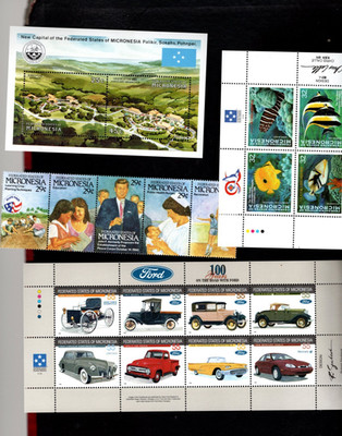 Micronesia sc#132,245 Souvenir Sheets #150 Strip #250 Block (1991-6 ...