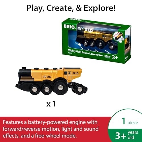 BRIO Mighty Gold Action Locomotive 33630 for ages 3 and up. [Toy Wooden ...