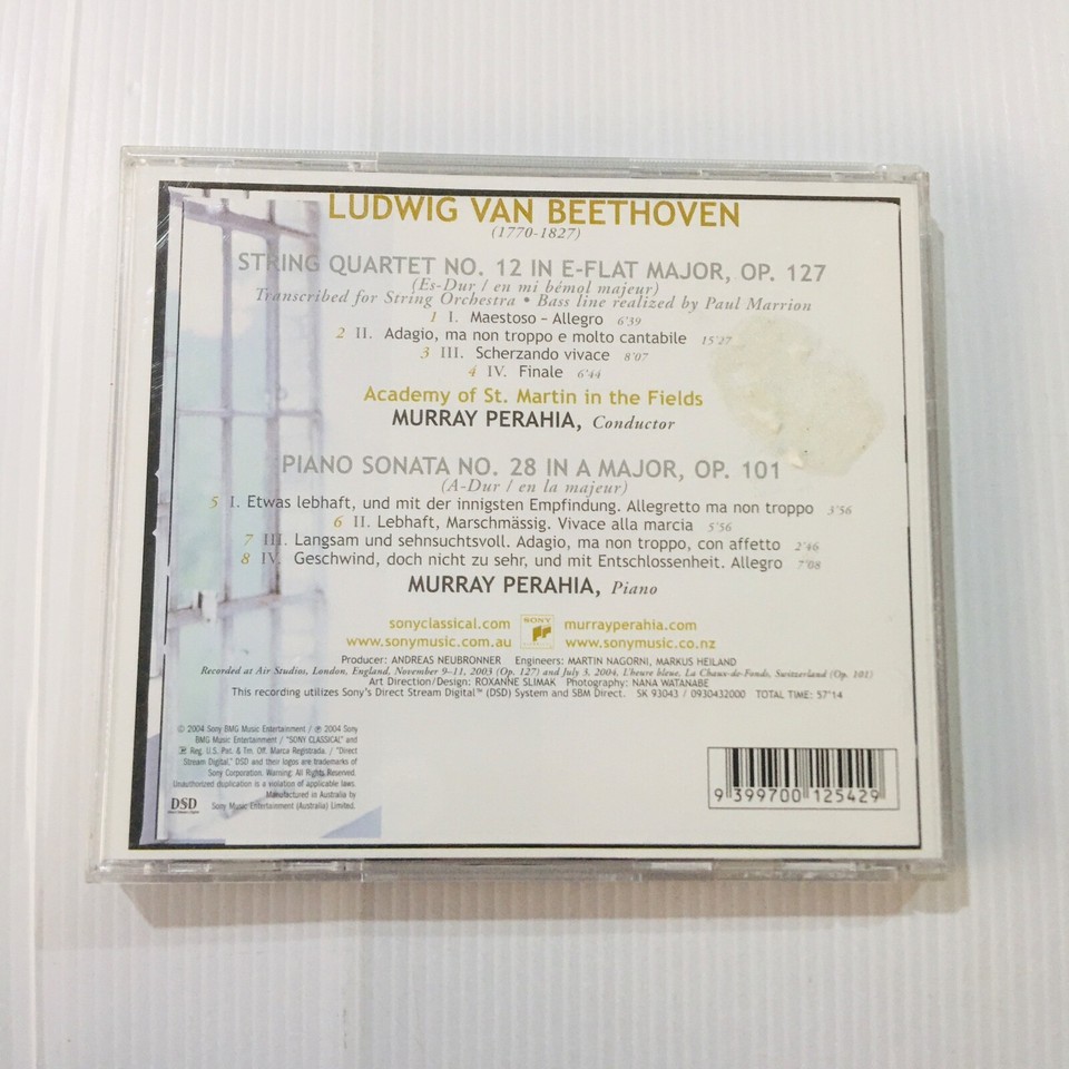 Murray Perahia Beethoven String Quartet op 127 Piano Sonata op 101 CD ...