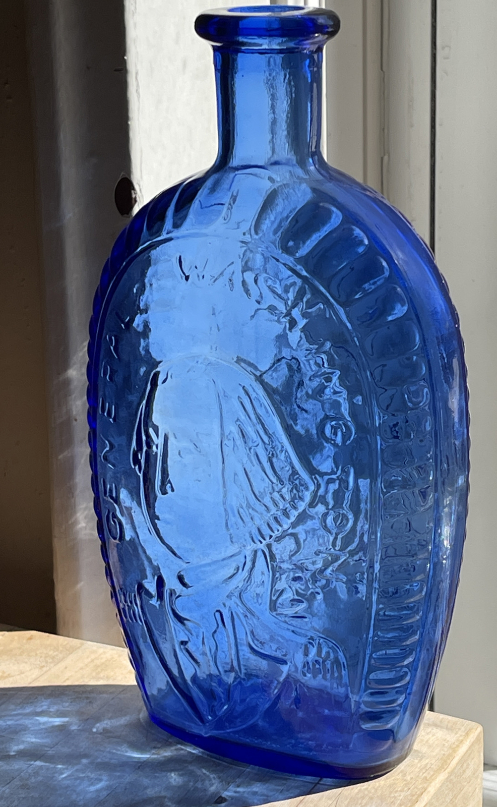 VTG./Antique Empire Glass General George Washington Blue Bottle Flask ...