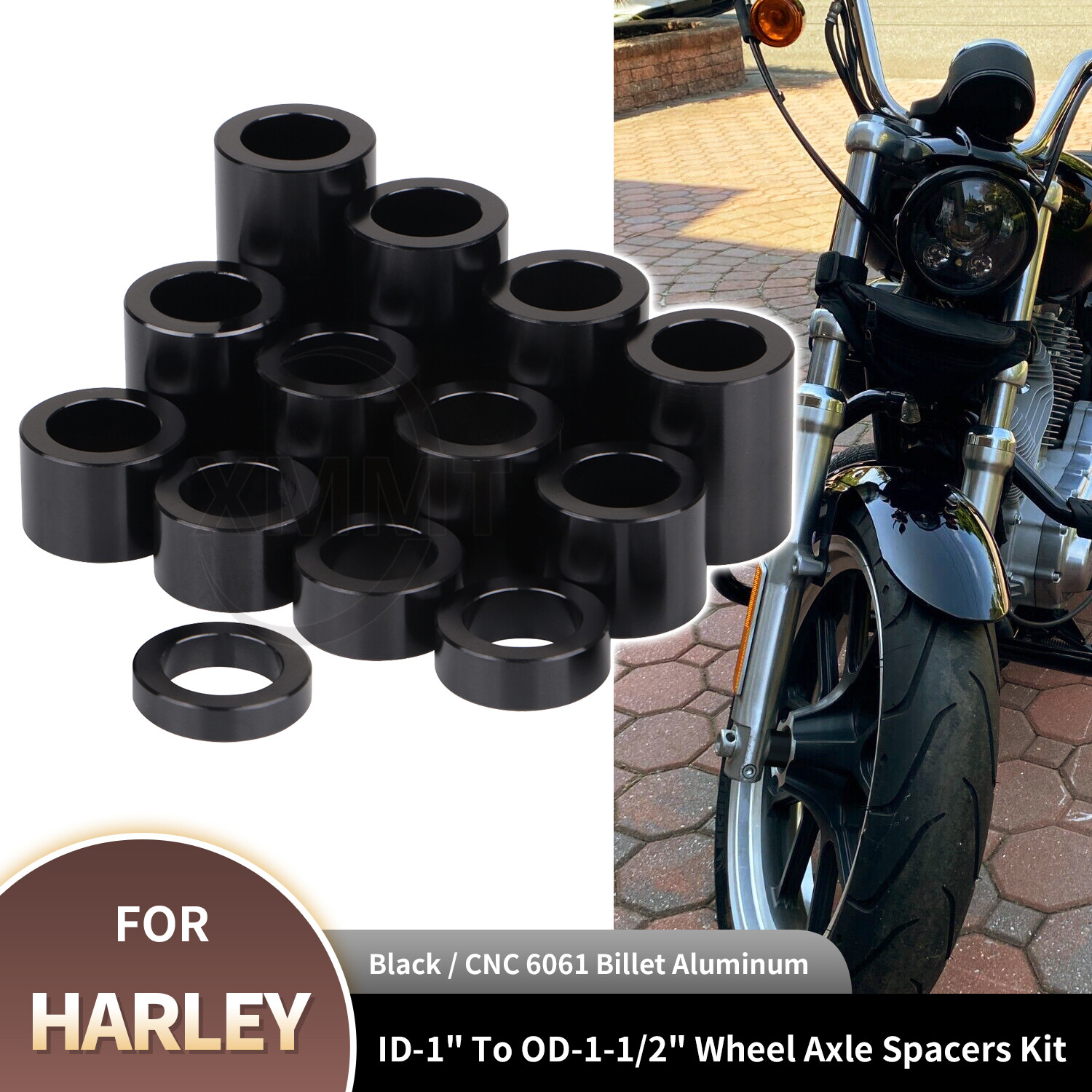 Wheel Axle Spacers Kit ID 1" OD 1 1/2" For Harley Dyna Heritage Classic ...