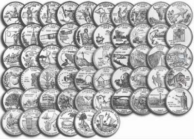 US State Quarters Full Set with All Territories + Commemorative 1 oz ...