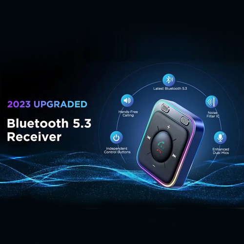 Bluetooth 5.3 Car Wireless Receiver Adapter Stereo Audio 3.5mm AUX ...