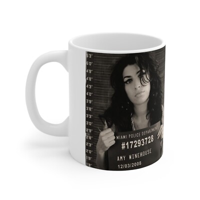 Amy Winehouse Mugshot Coffee Mug 11oz | Stunning 2008 Mug Shot Portrait ...