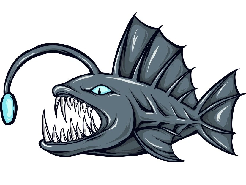 Angler Fish Monster Cartoon Sketches