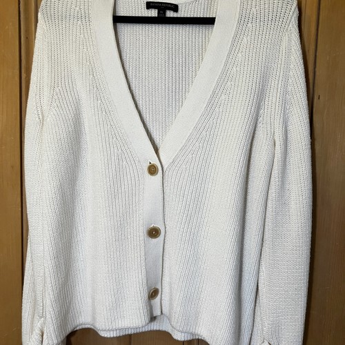 Banana Republic Womens Chunky 3 Button Cardigan Sweater Size XL White ...