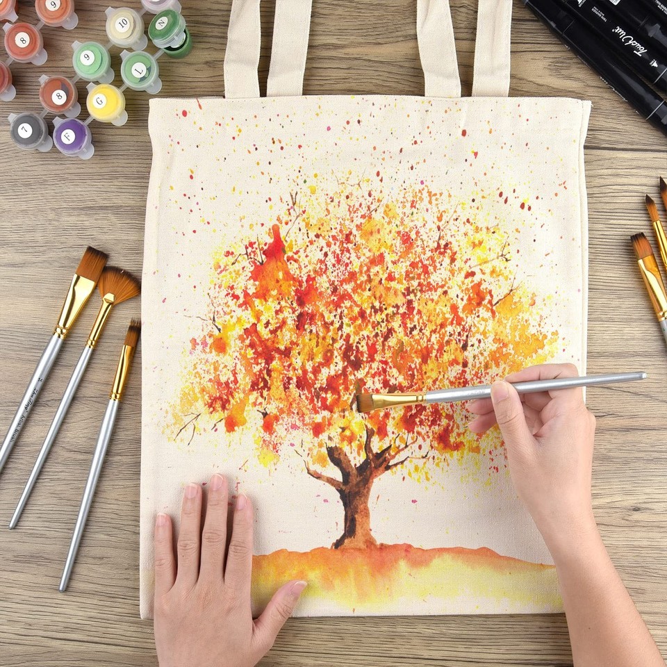 Morcheiong 10 Pack Cotton Canvas Bag Blank Tote Canvas Bags Reusable ...