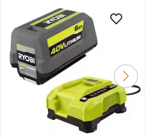RYOBI-Battery and Charger-NEW-40V Lithium-lon 6.0 Ah Rapid Starter Kit ...