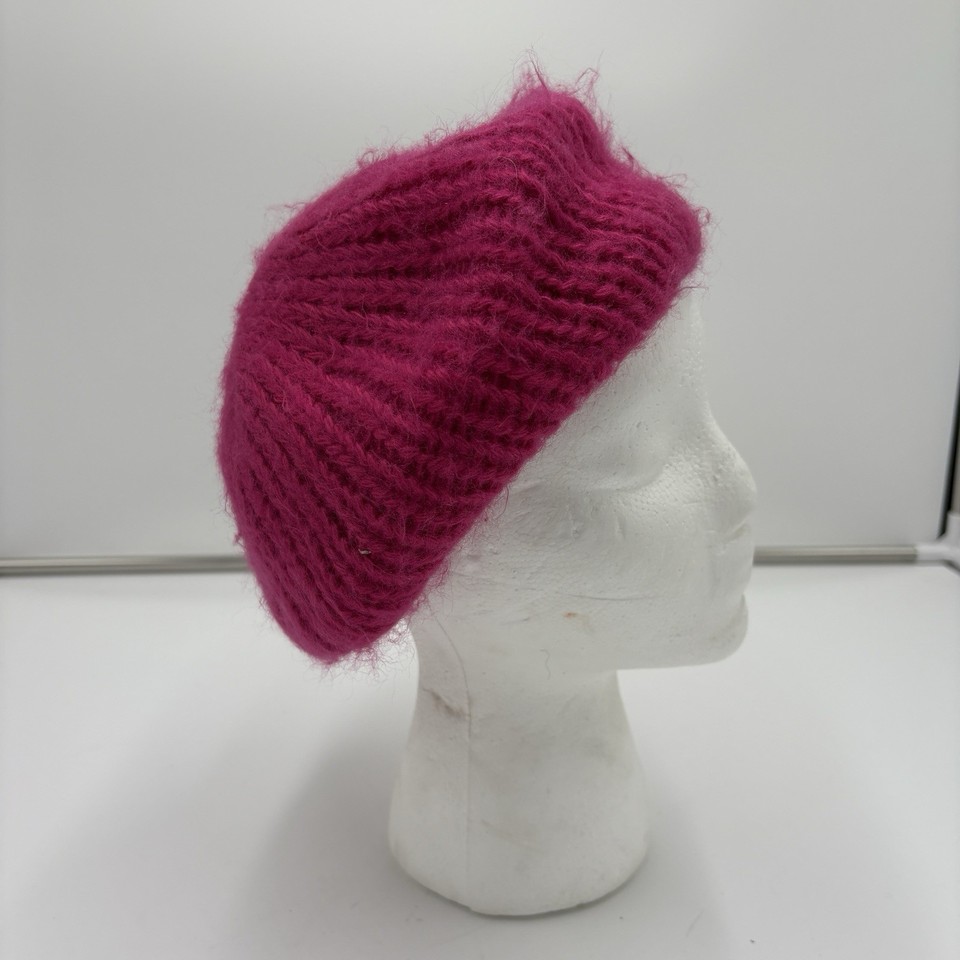 Vintage Aris Pink Rib Knit Beret Hat Beanie Snood Boho Twee 80s Soft ...
