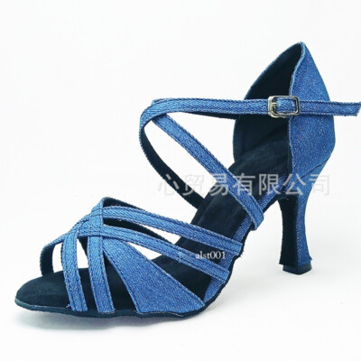 Women Latin Salsa Tango Denim Dance Shoes Ballroom Profession Shoes ...