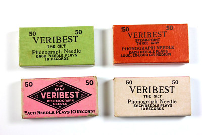 Lot of Four (4) VERIBEST Phonograph Needles ( 3 of 4 ) UNOPENED SEALS ...