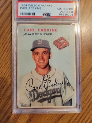 1954 WILSON FRANKS CARL ERSKINE CARD BROOKLYN DODGERS PSA AUTHENTIC | eBay