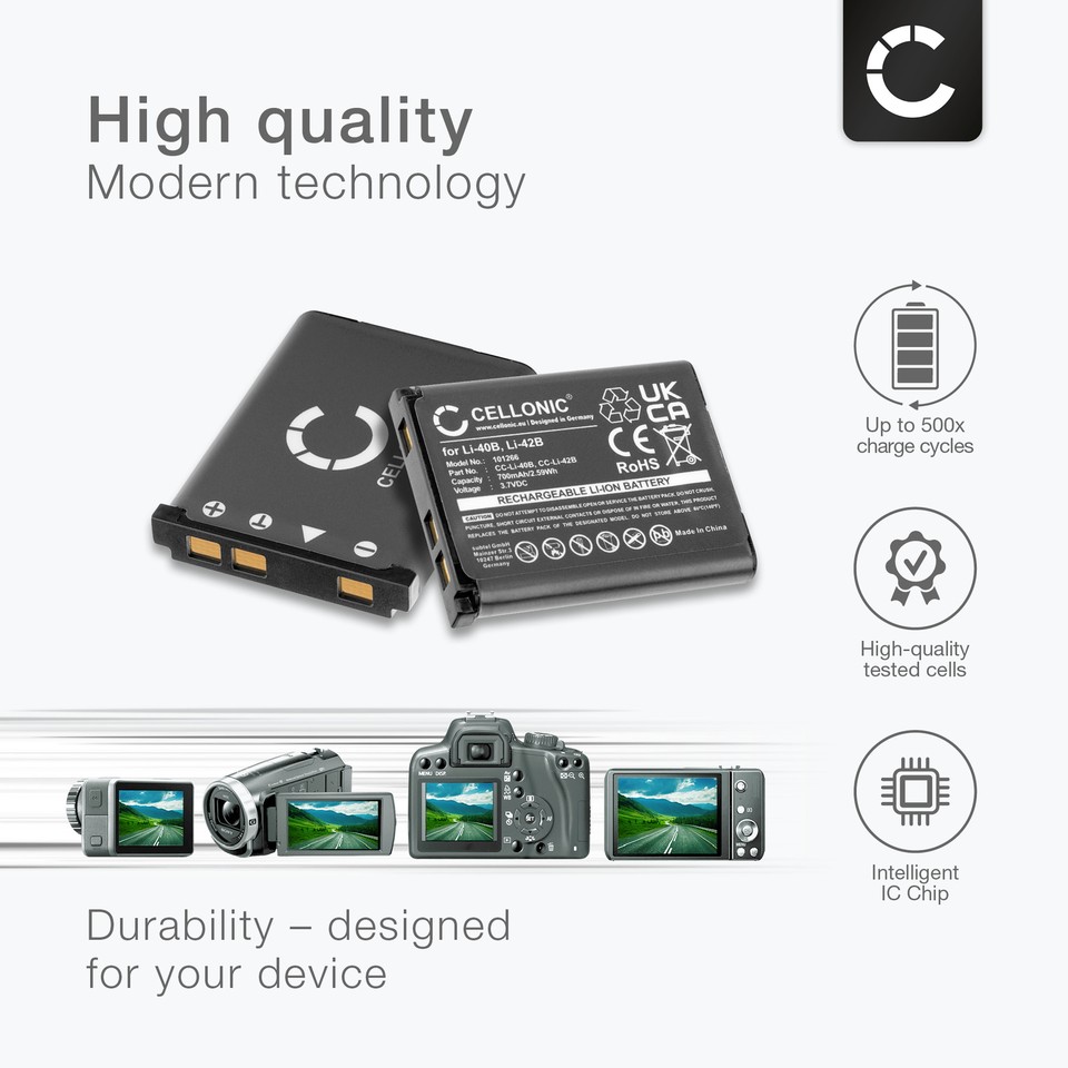 2x Akku für Casio Exilim EX-Z37 Exilim EX-ZS5 Exilim EX-Z335 700mAh ...