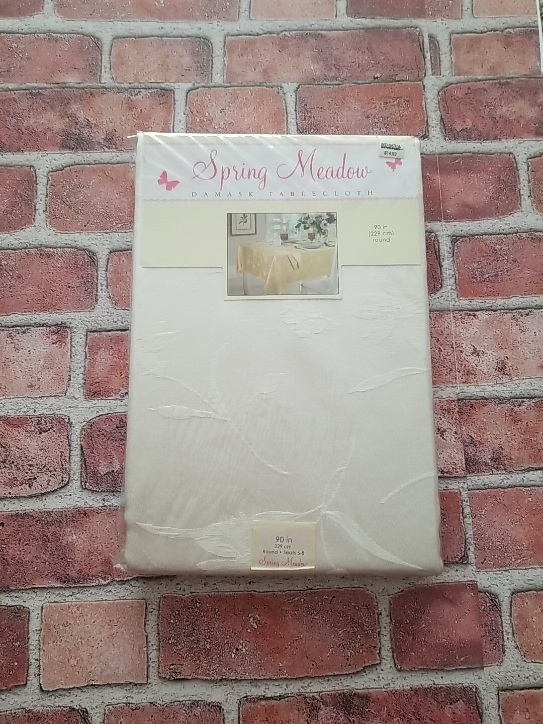 Damask Tablecloth Spring Meadow 90” Round Light Yellow Champagne Seats ...