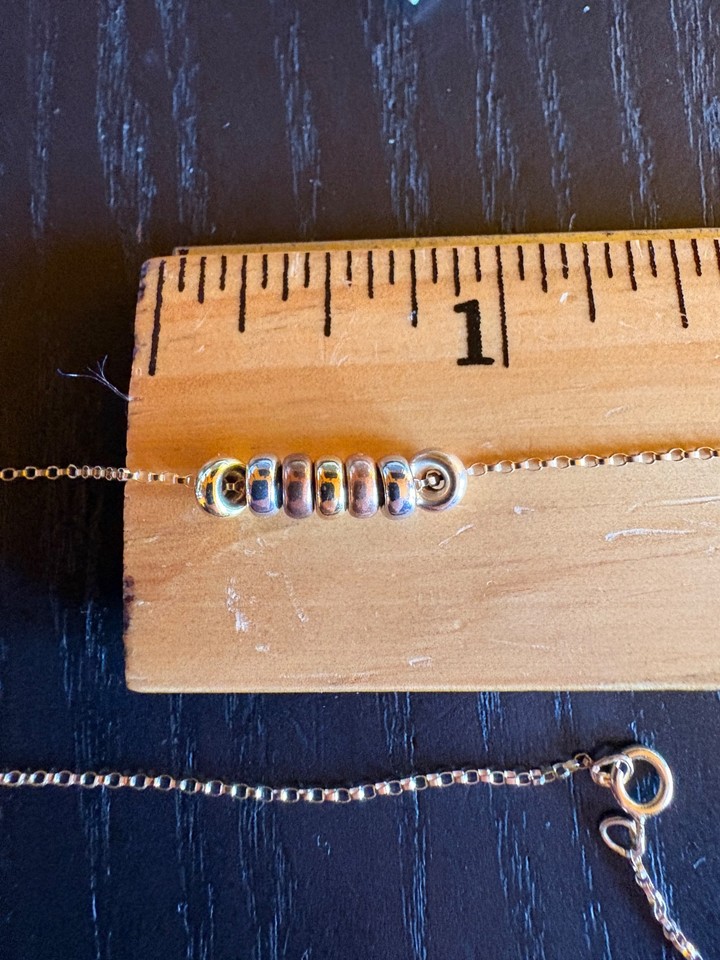Macy's 14K Tricolor Gold Seven Lucky Rings Necklace 1mm / 18 Inch Chain ...