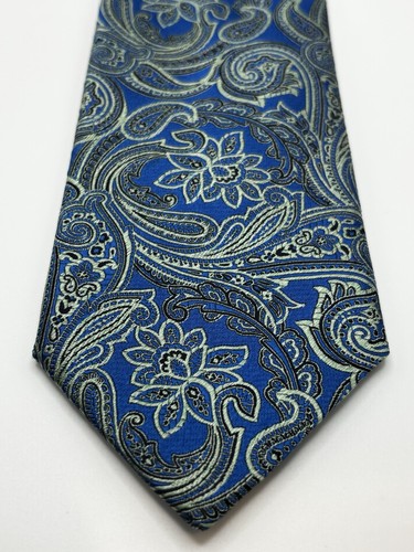 Geoff Nicholson Silk Tie Made in Italy 3.25” Wide 59” Blue Paisley | eBay
