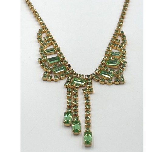 Vintage Green Rhinestone Necklace