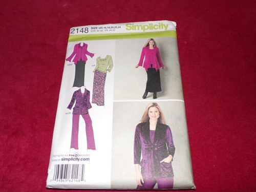 🌻 SIMPLICITY #2148 - LADIES PANTS - SKIRT - KNIT TOP & CARDIGAN PATTERN ...