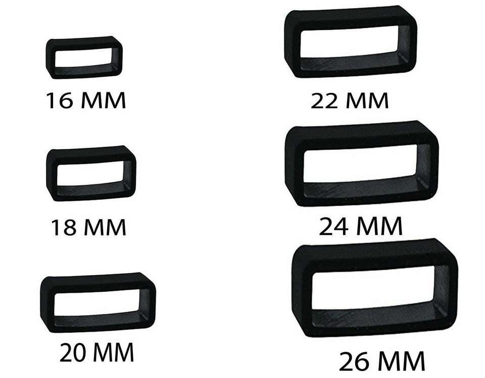 Black Rubber Watch Strap Buckle Band Keeper Hoop Loop Holder Retainer ...