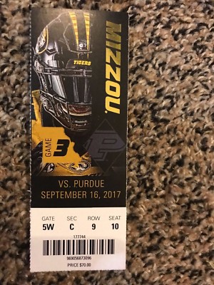 2017 MISSOURI TIGERS VS PURDUE BOILERMAKERS COLLEGE FOOTBALL TICKET ...