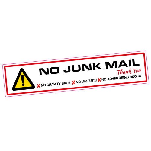 No Junk Mail - Front Door or Letterbox Vinyl Sticker No Charity Bags No ...