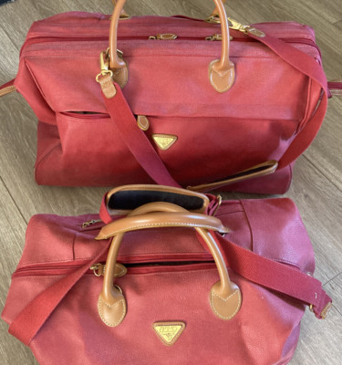 JUMP Luggage UPPSALA Carry-On Duffel Bag Travel Set/2 RED Sueded Canvas ...