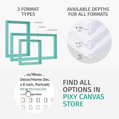 Pixy Canvas Floater Frame 9x12 for 3/4 (0.75) inch Deep Canvas ...