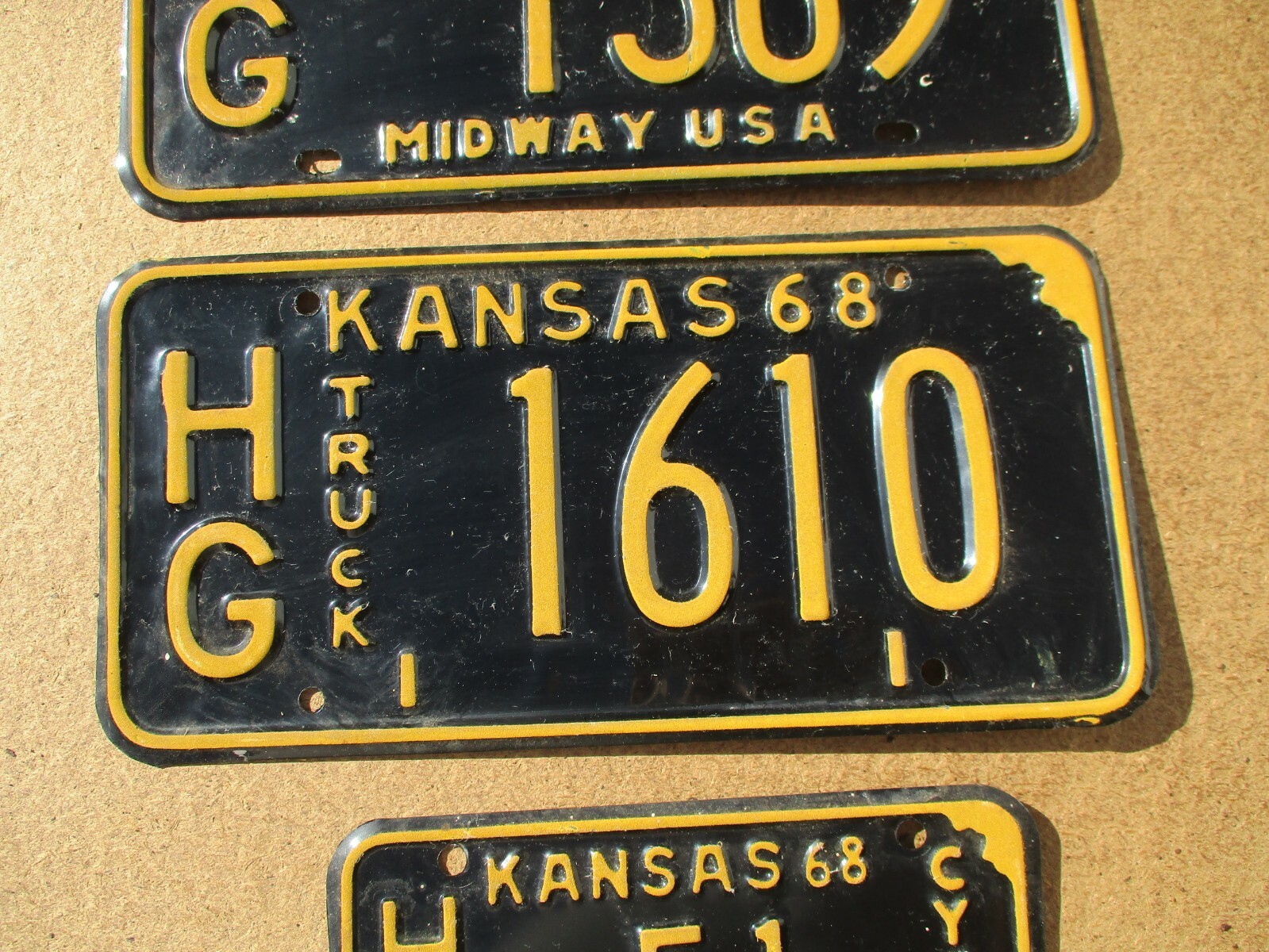 1968 Kansas Car Truck & Motorcycle license plates Set Of 3 HODGMAN CO ...