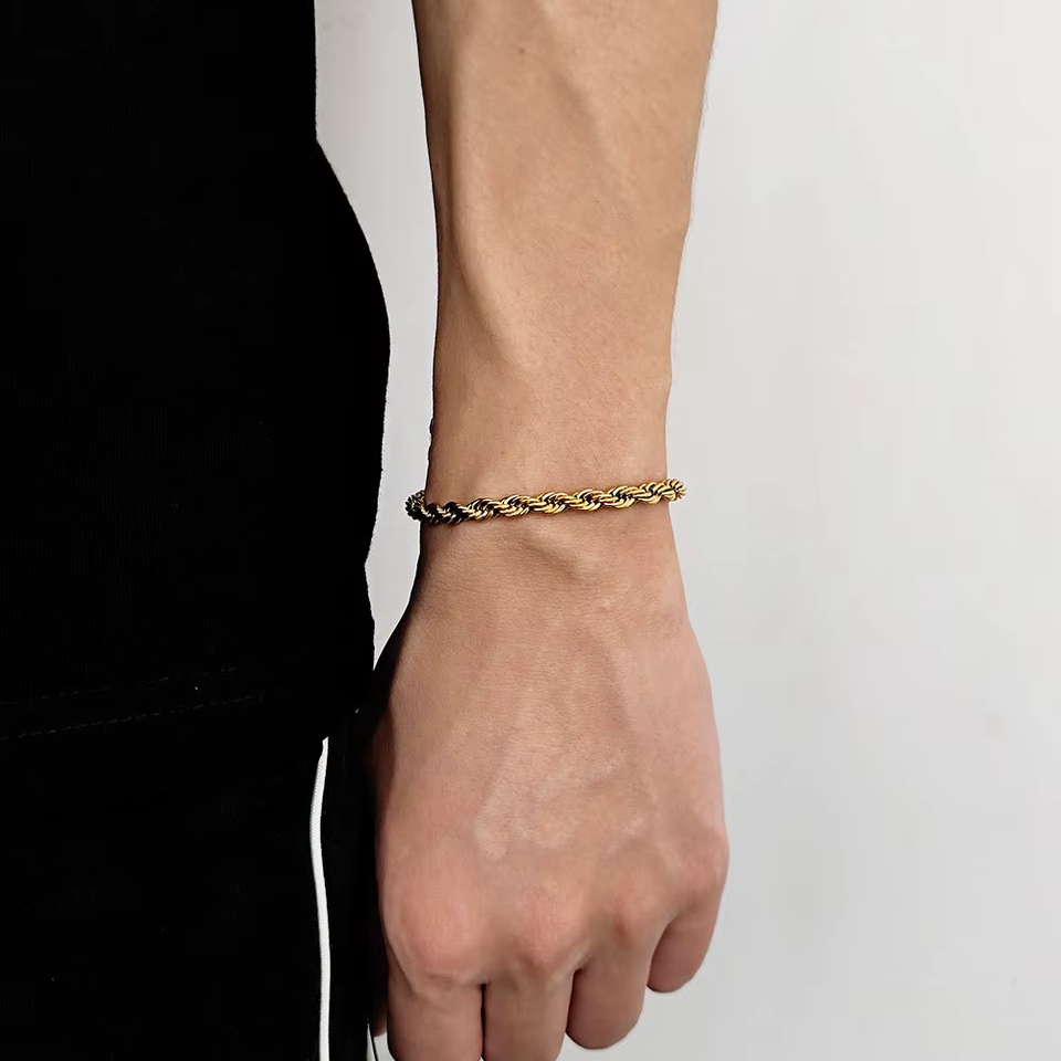 3 /4/5Mm Vintage Stainless Steel Twists Chain Men Bracelet 20CM Rock ...