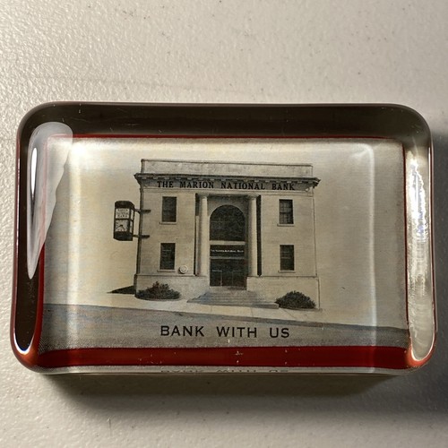 Glass Advertising Paperweight - Marion National Bank #937 | eBay