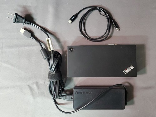 Lenovo Thinkpad USB-C Cable Dock US Docking Station 40A9 DK1633 With Ac ...