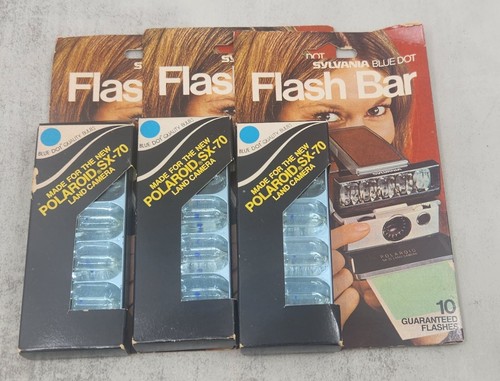 Lot of 3 Vintage Sylvania Blue Dot Flash Bars 10 Flashes each for Polaroid X 70 | eBay