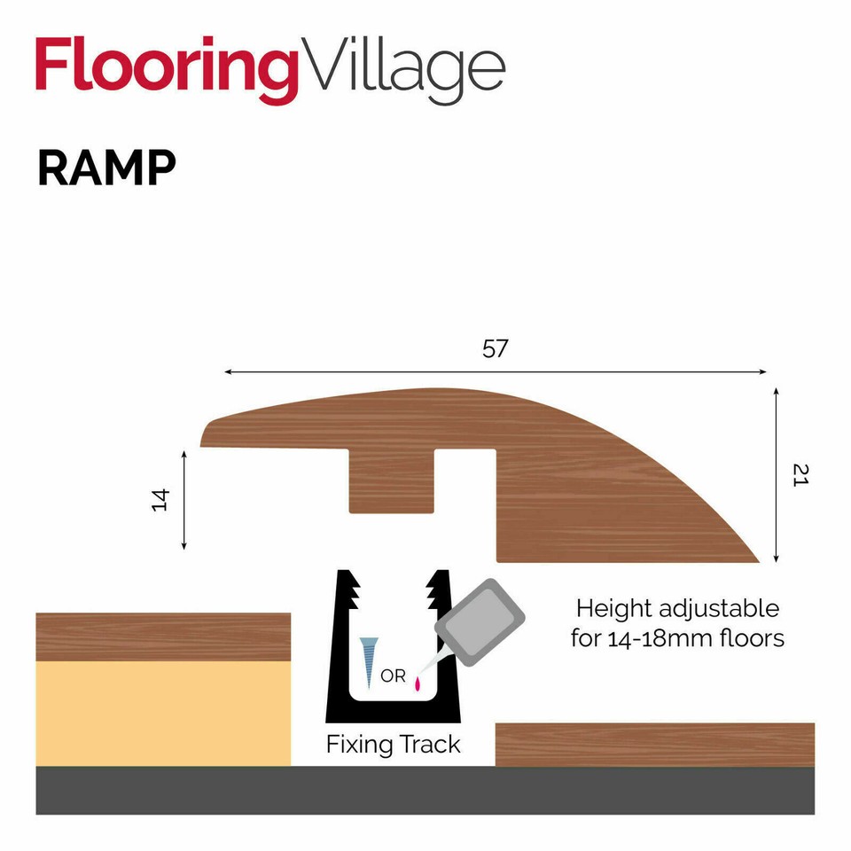 Real Solid Oak Ramp For Wood Flooring Profile Trim Door Threshold Bar ...