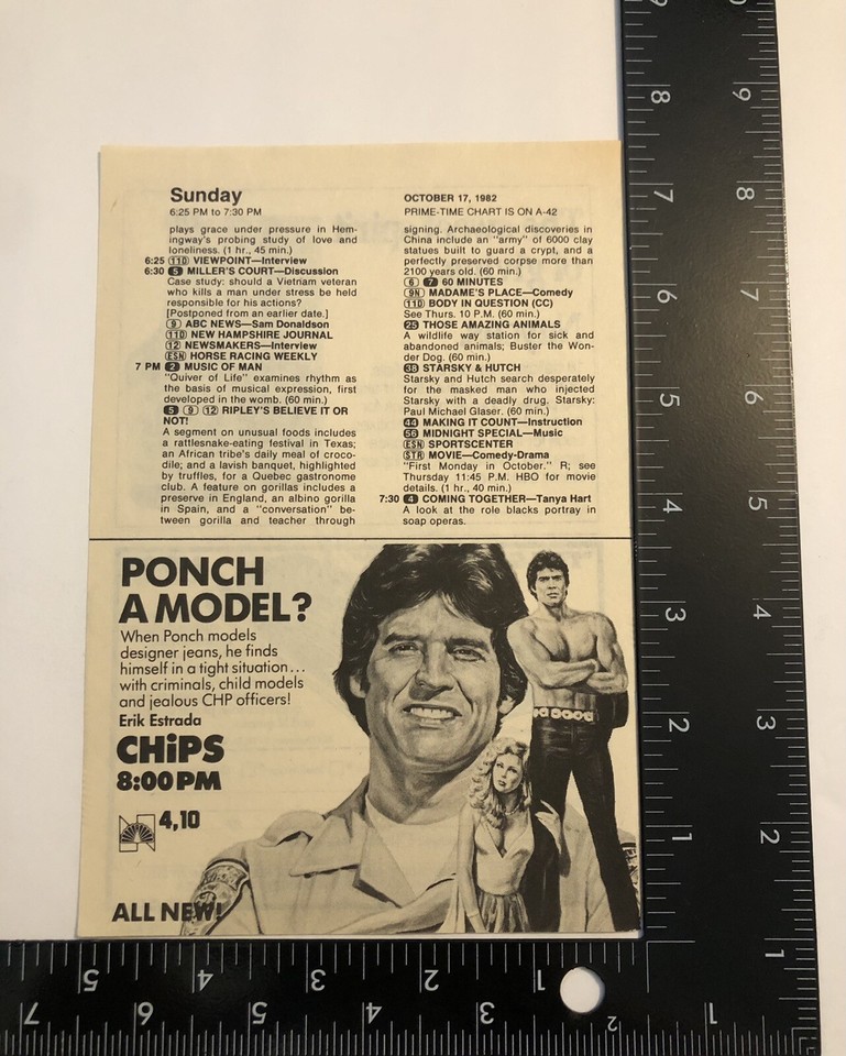 1980’s Chips Ponch A Model TV Show TV Guide Magazine Ad BB 2D21 | eBay