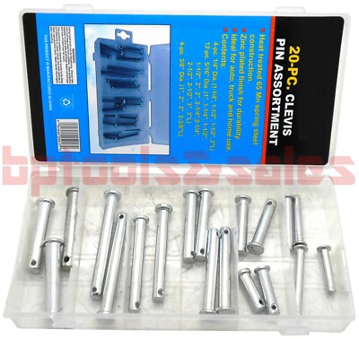20pc Clevis Pin Assortment Kit 65Mn Steel Assorted Set Auto Truck Home ...