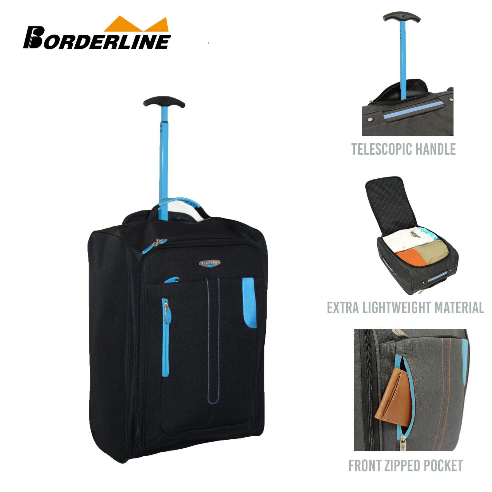 Borderline Soft Sided Cabin Approved Hand Luggage Suitcase Extendable ...