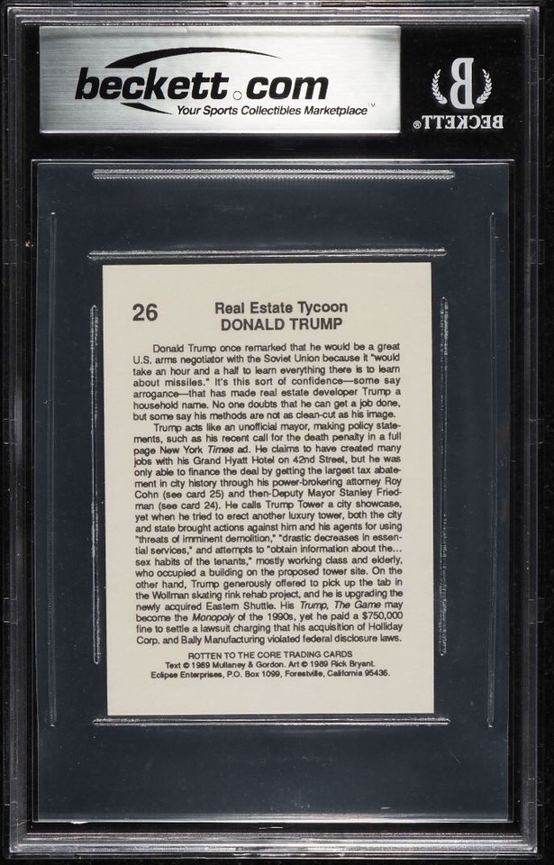 1989 Rotten To The Core Donald Trump #26 BGS 8.5 NM-MT+ | eBay