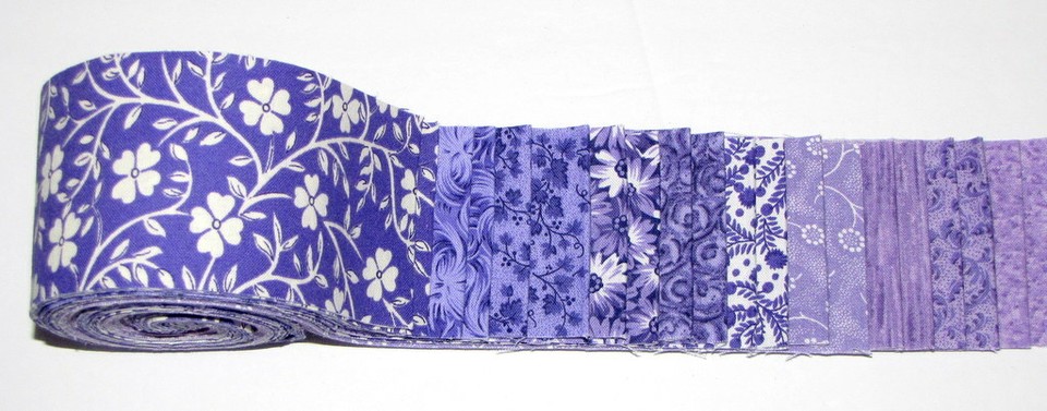 JELLY ROLL Precut Fabric Purple Grape Lavender Cotton 20 Strips 2.5" X ...