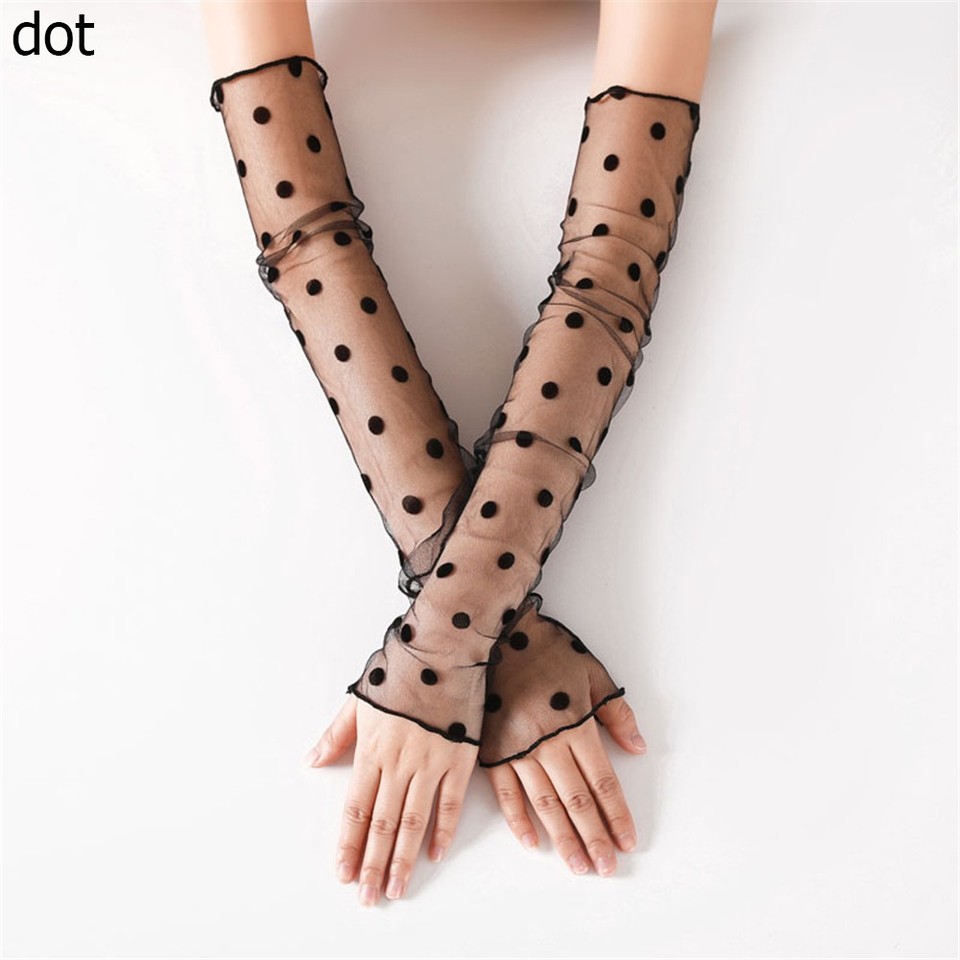 Sunscreen Long-Sleeved Sun Protection Sleeves Driving Gloves Mesh Lace ...
