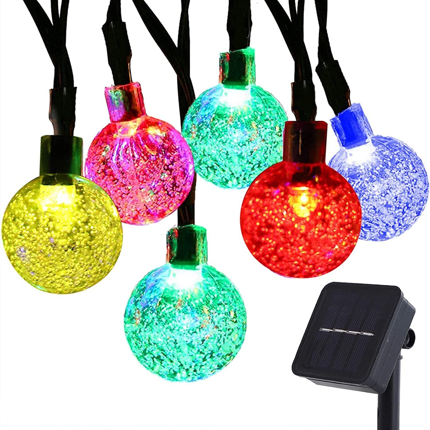LED Solar Powered Retro Bulb String Lights Garden Fairy Ball Hanging ...
