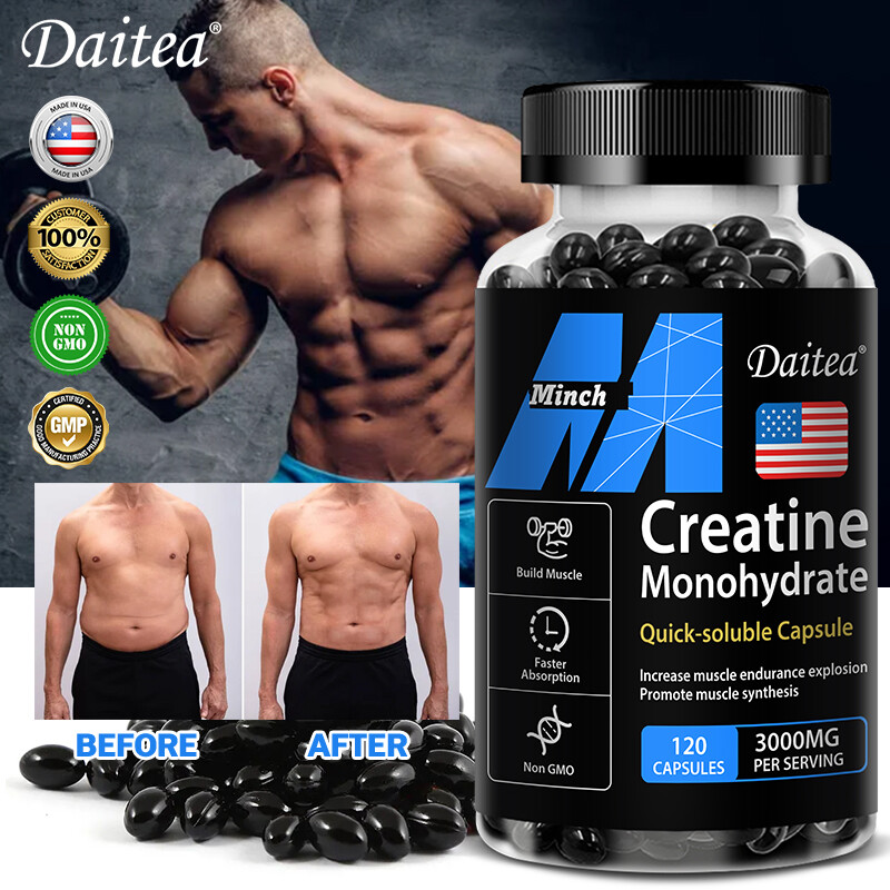 Creatine Monohydrate Capsules 3000mg, 30/60/120 Capsules, Muscle ...